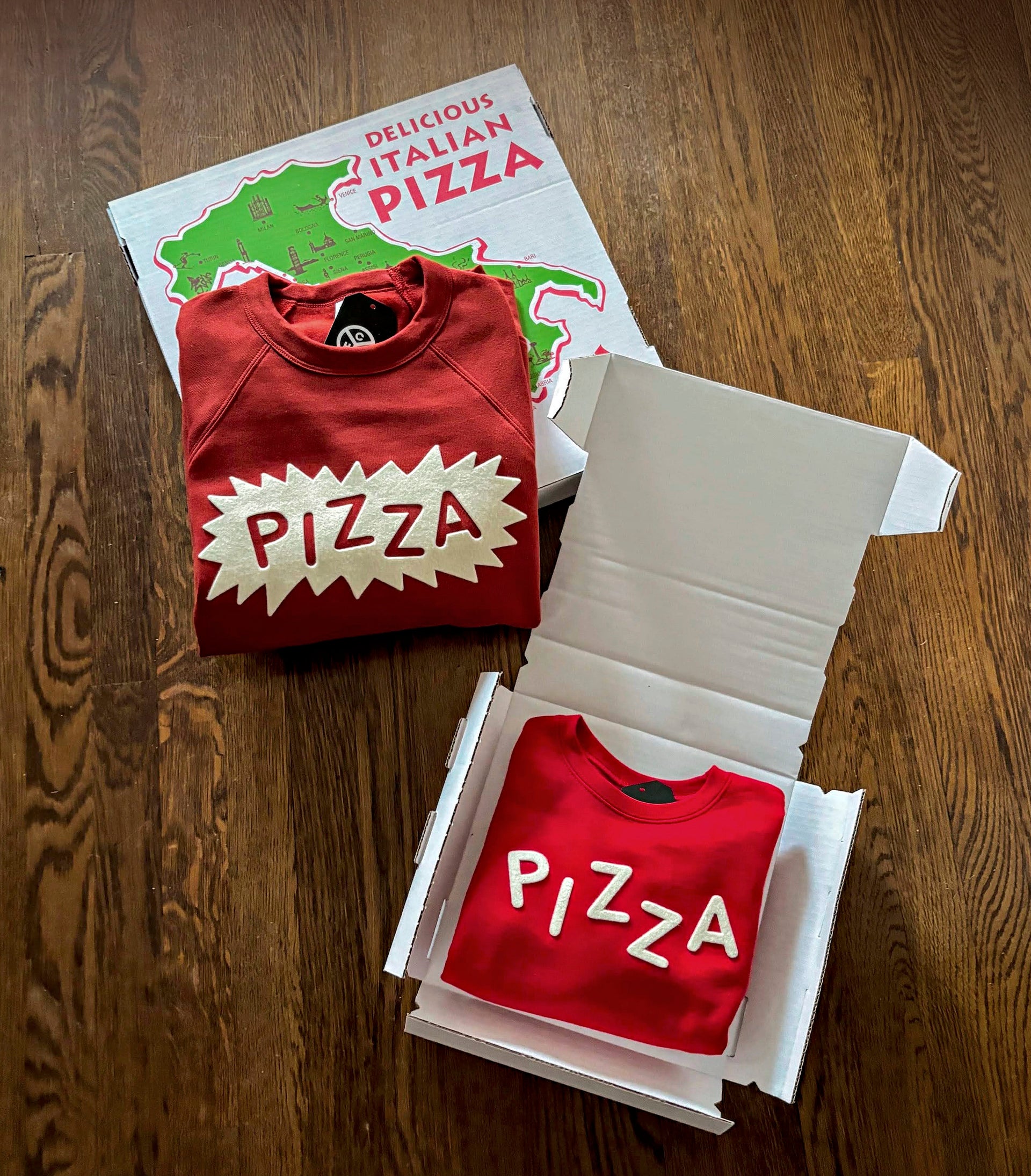 Kids Pizza Felt Applique Crewneck - Chitown Clothing